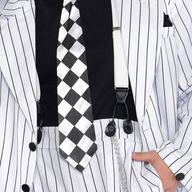 Men's Mafia Mob Gangsta Black/White Pinstriped Suit with Hat & Suspenders Halloween Costume ...