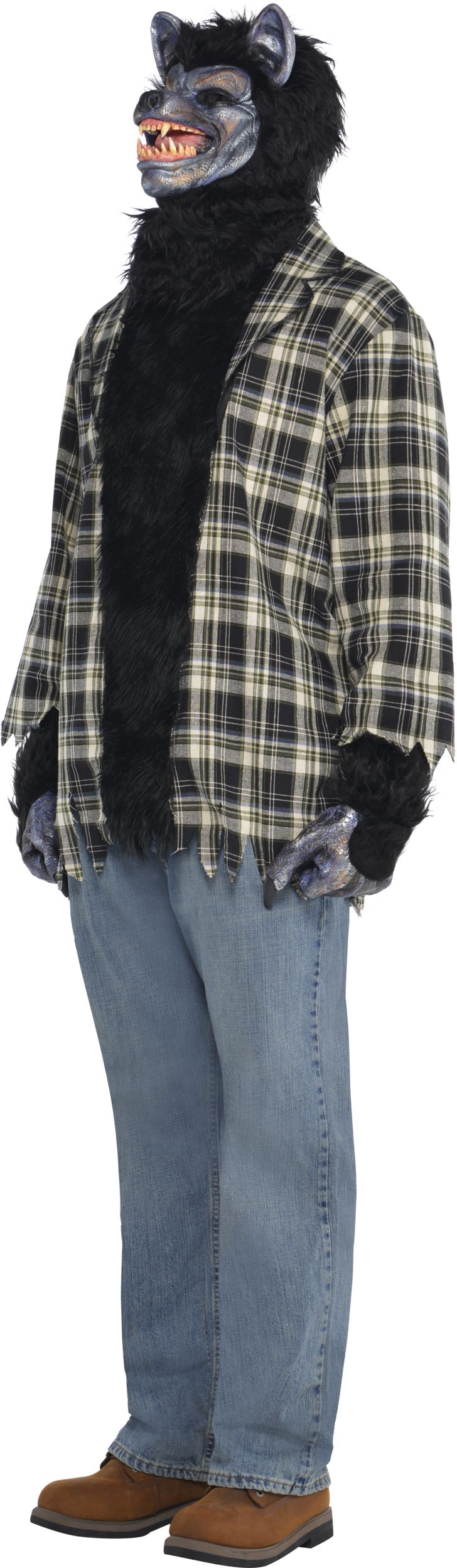 Men's Werewolf Black Flannel Outfit with Shirt/Mask/Gloves Halloween ...
