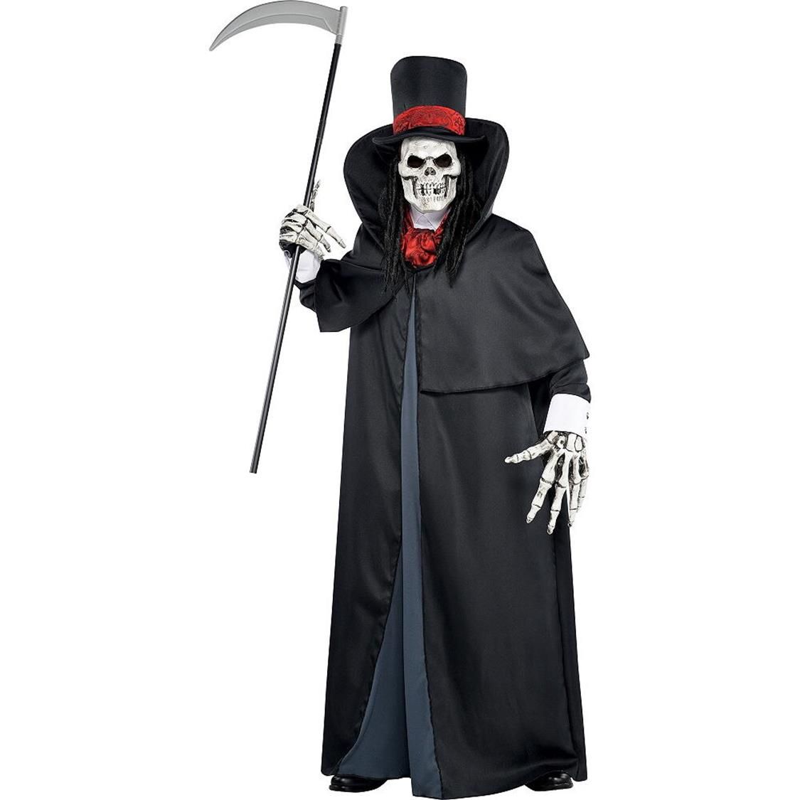 Men's Dapper Death Reaper Black Outfit with Hat/Mask/Cape Halloween ...