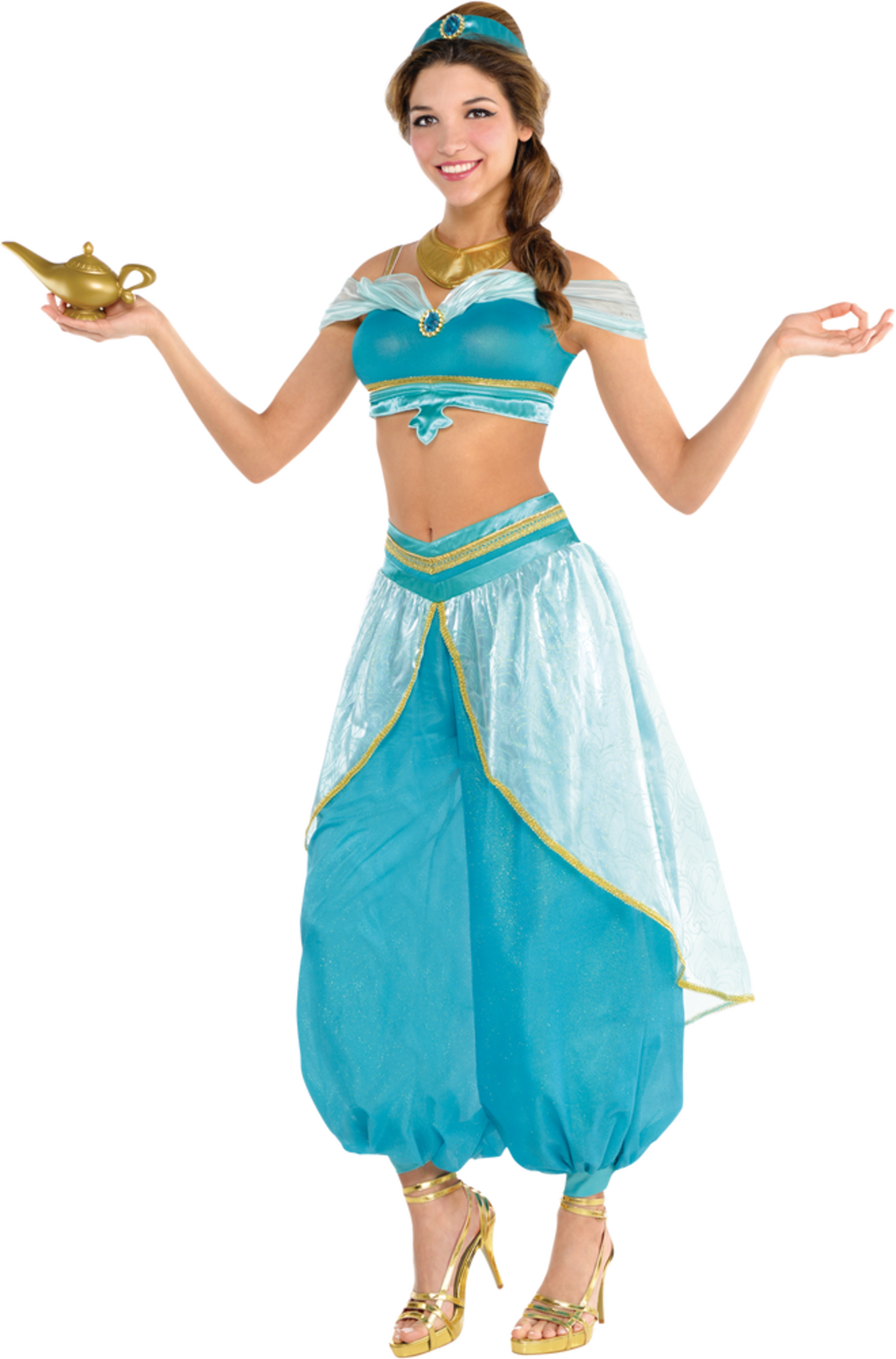 Womens Disney Aladdin Princess Jasmine Blue Outfit With Shirt Pants