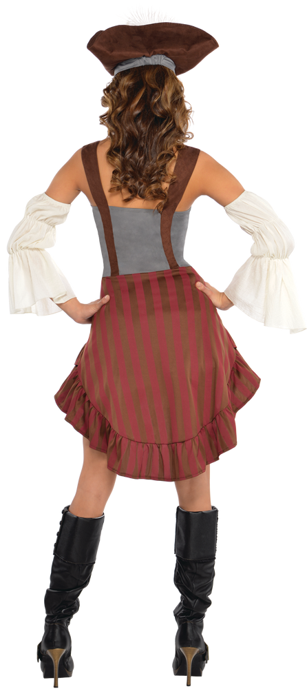 Women's Pirate Red/White Dress with Hat & Sleevelets Halloween Costume ...