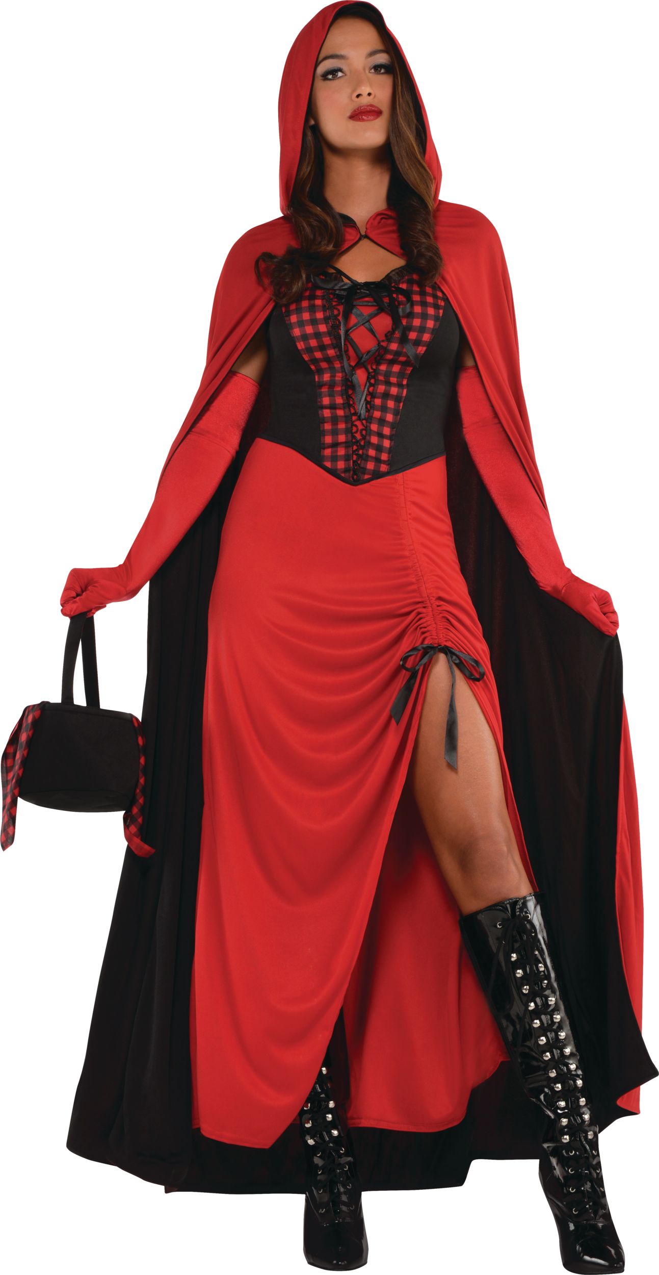 Women's Little Red Riding Hood Black/Red Dress with Cape/Hood/Basket ...