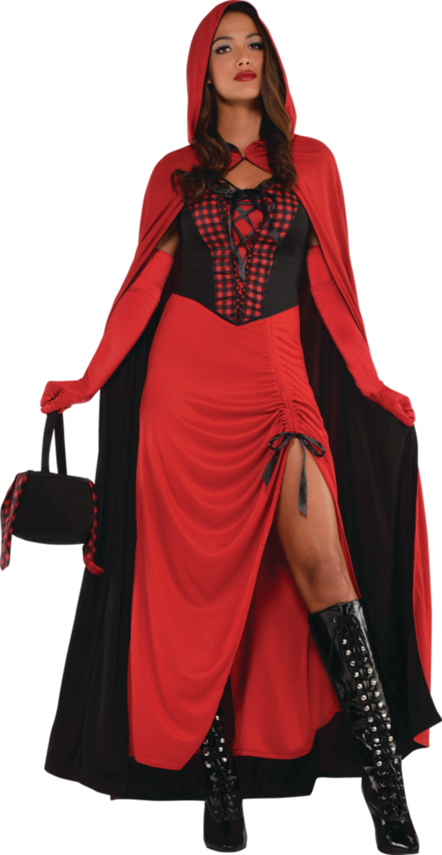 Women's Little Red Riding Hood Black/Red Dress with Cape/Hood/Basket ...