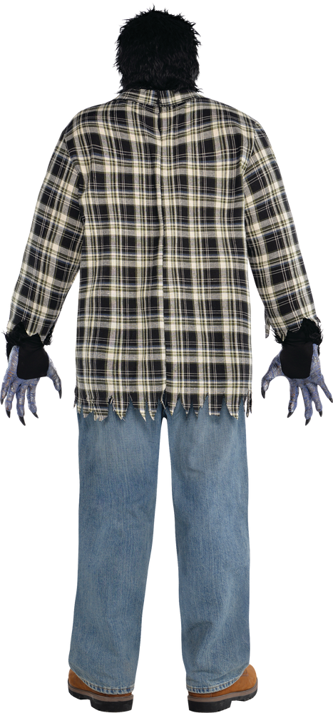 Men's Werewolf Black Flannel Outfit with Shirt/Mask/Gloves Halloween ...