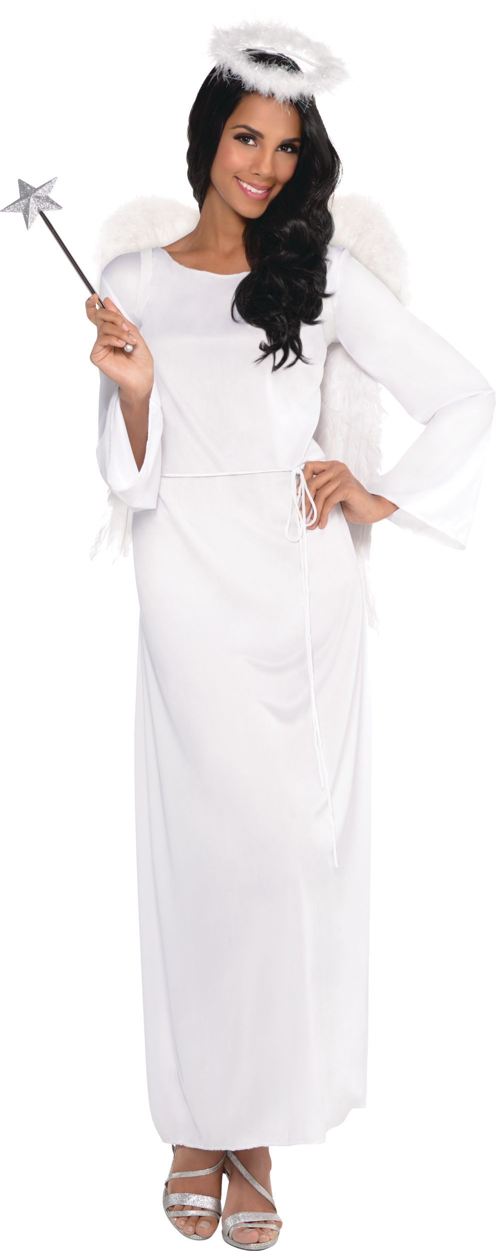 Women's Angel White Dress with Halo Headband Halloween Costume, One ...