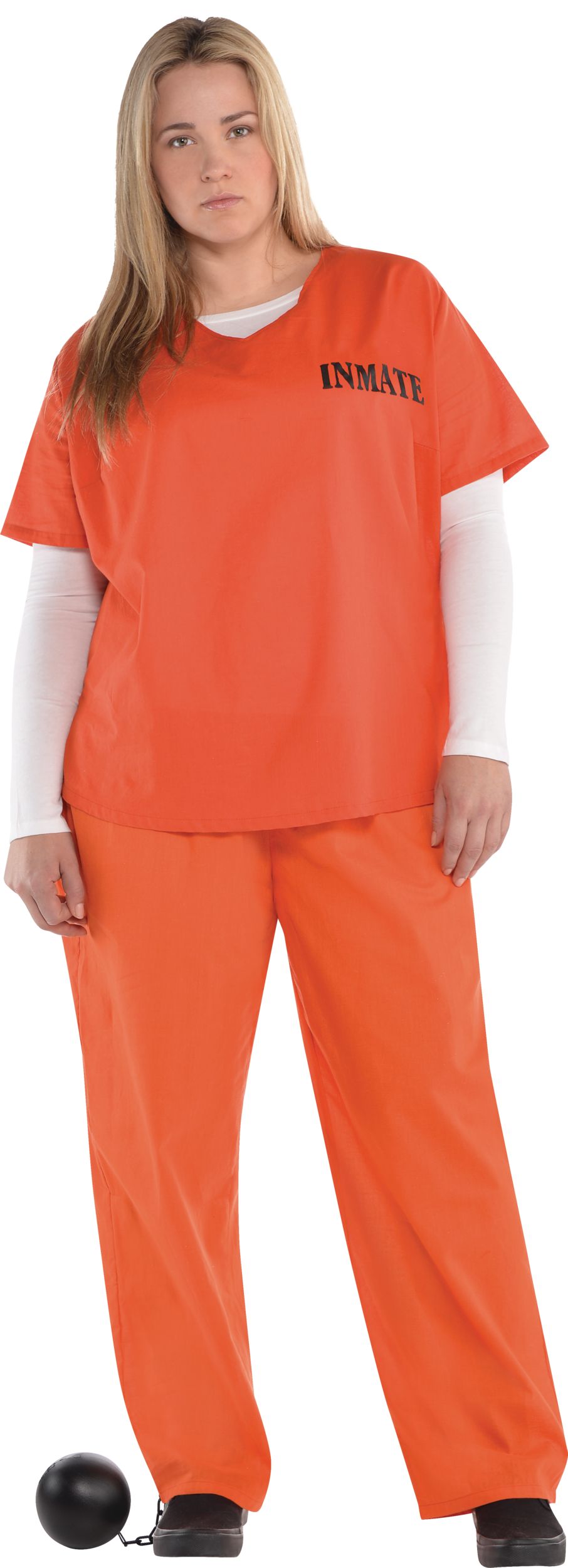 Women's Prison Inmate Orange Outfit with Shirt & Pants Halloween ...
