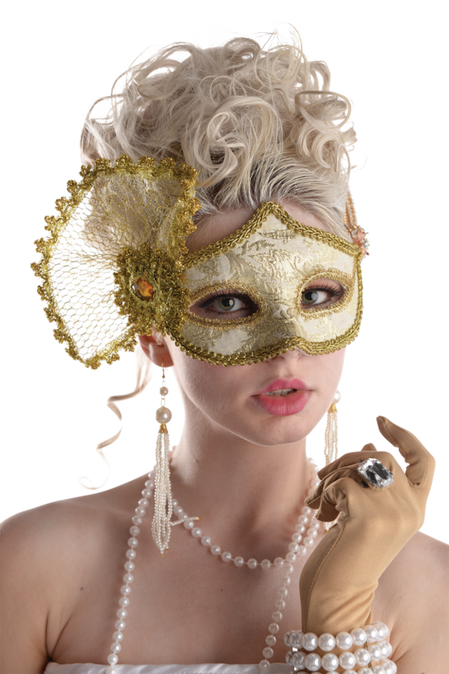 Brocade Parisian Masquerade Mask, Gold | Party City