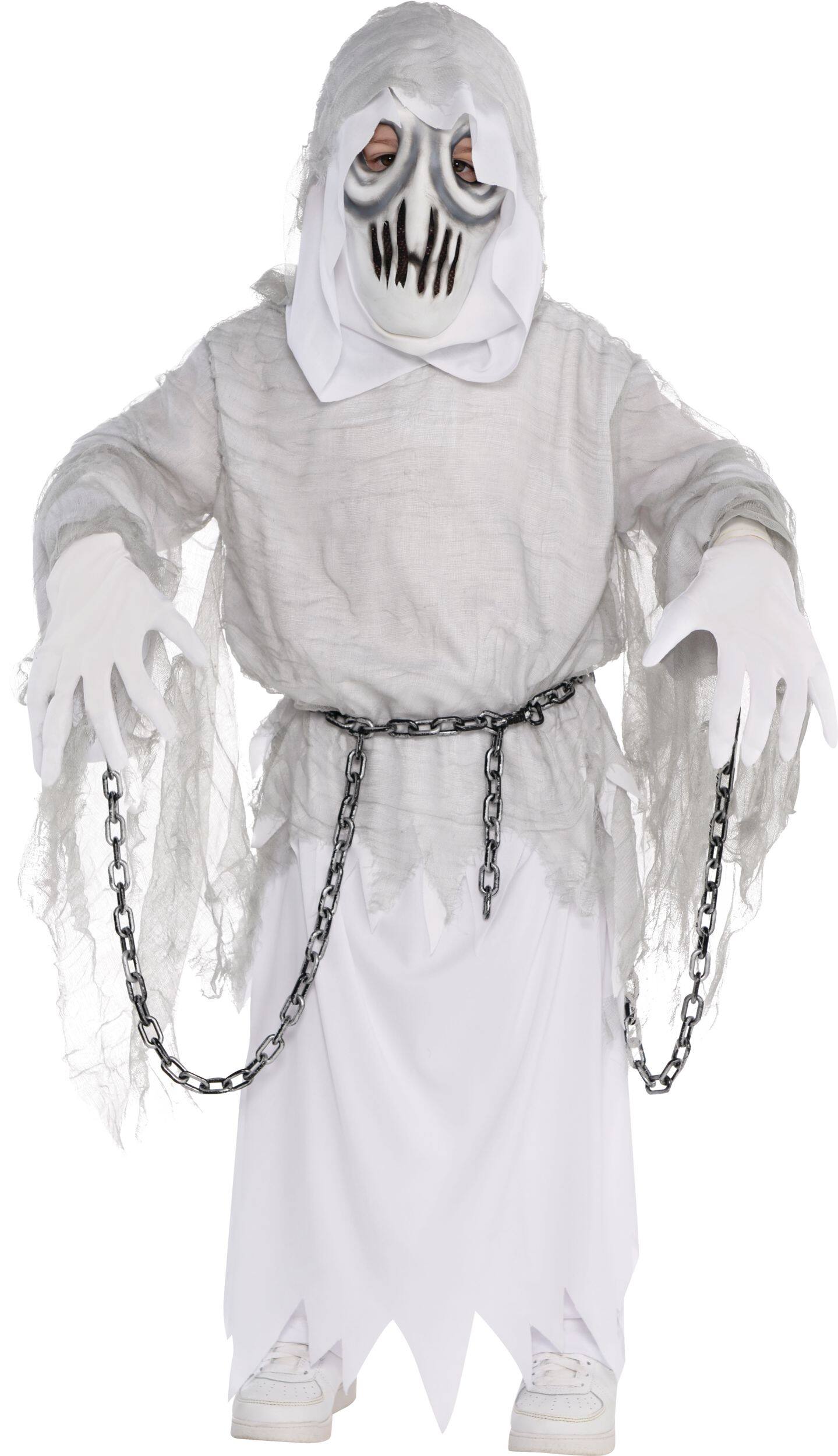 Kids' Creepy Spirit Ghost White Robe with Mask & Gloves Halloween ...