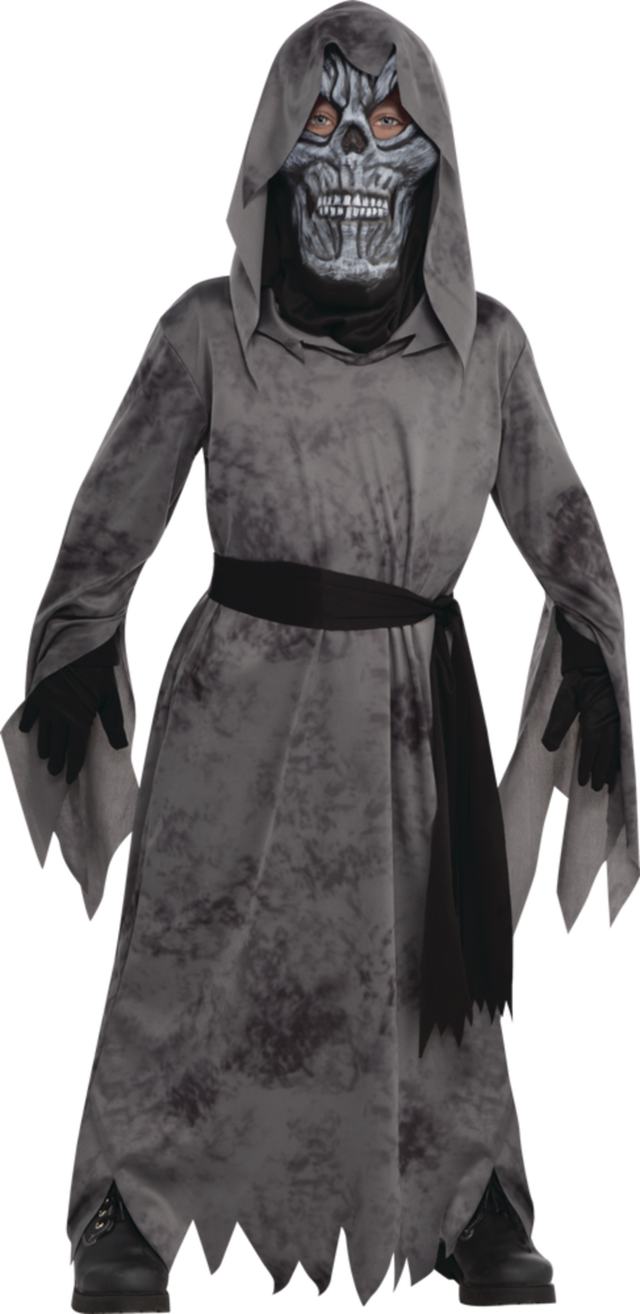 Kids' Ghastly Ghoul Grey Robe with Mask & Belt Halloween Costume ...