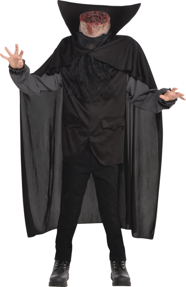 Kids' Bloody Headless Horseman Black Outfit with Vest & Cape Halloween ...