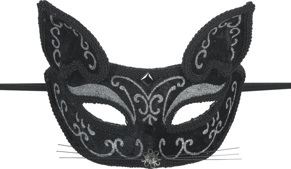 Cat Velour Eye Mask, Black, One Size, Wearable Costume Accessory for ...