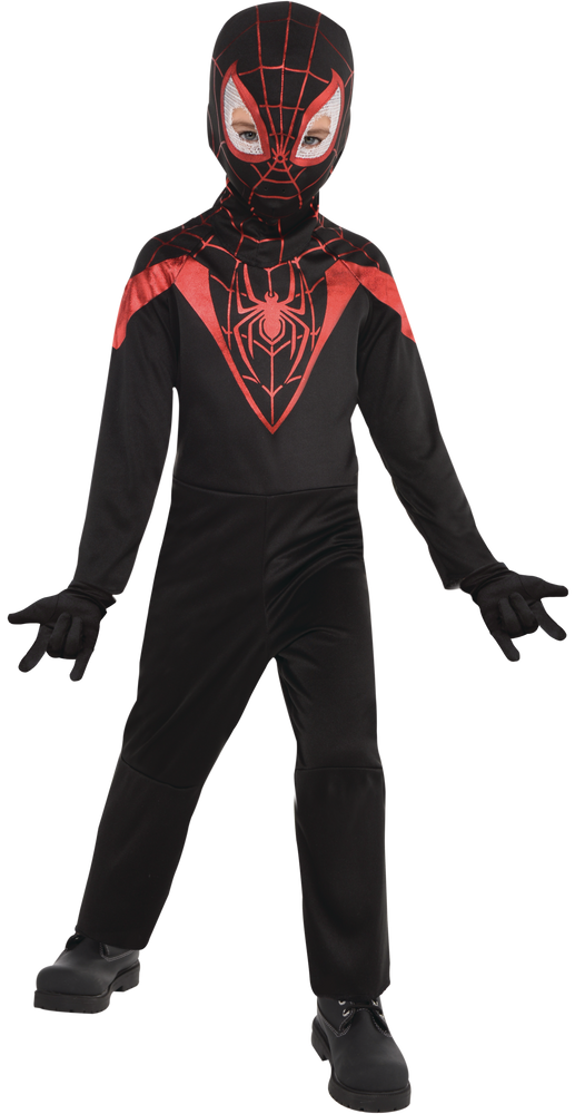 Kids' Disney Marvel Spider-Man Miles Morales Black/Red Jumpsuit with Mask Halloween Costume ...