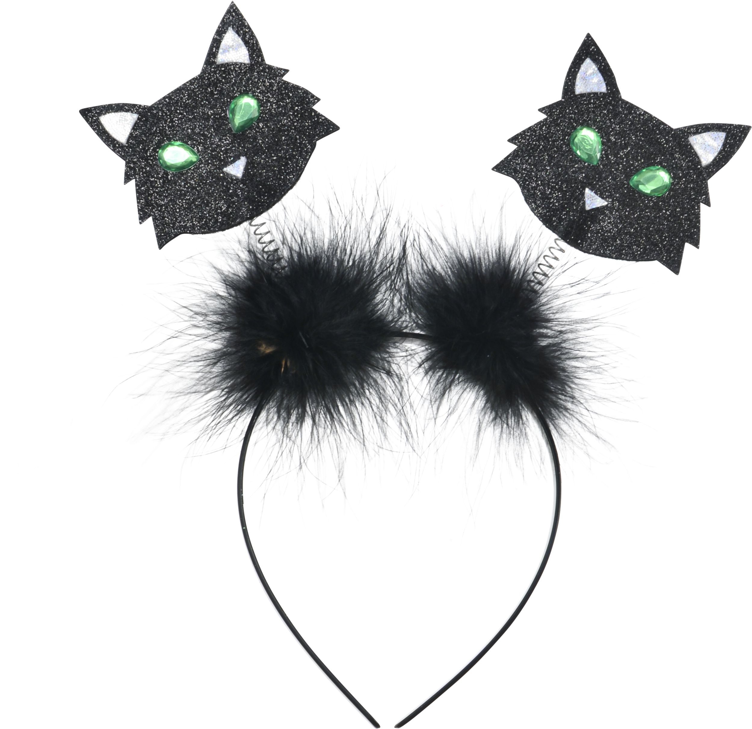 Glitter Cat Furry Head Bopper Headband, Black, One Size, Wearable ...