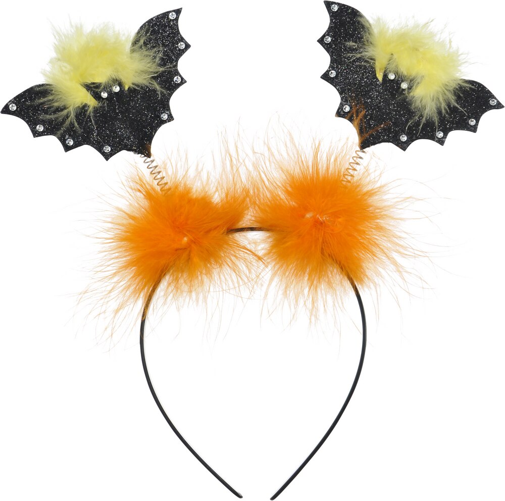 Glitter Bat Head Bopper Headband, Black/Orange, One Size, Wearable ...