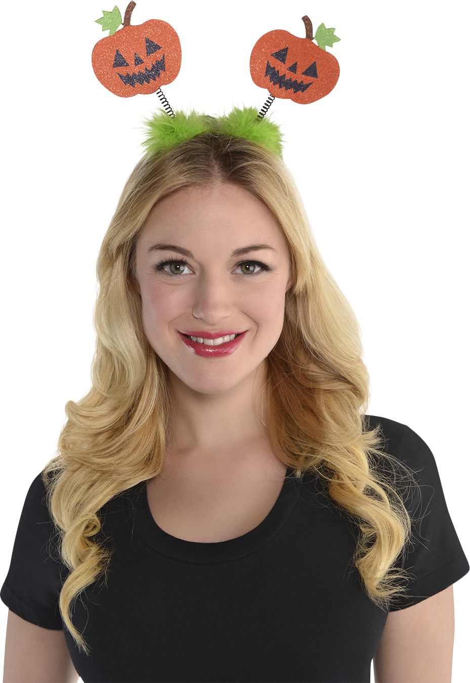 Jack-O'-Lantern Pumpkin Sparkly Head Bopper Headband, Orange/Green, One ...