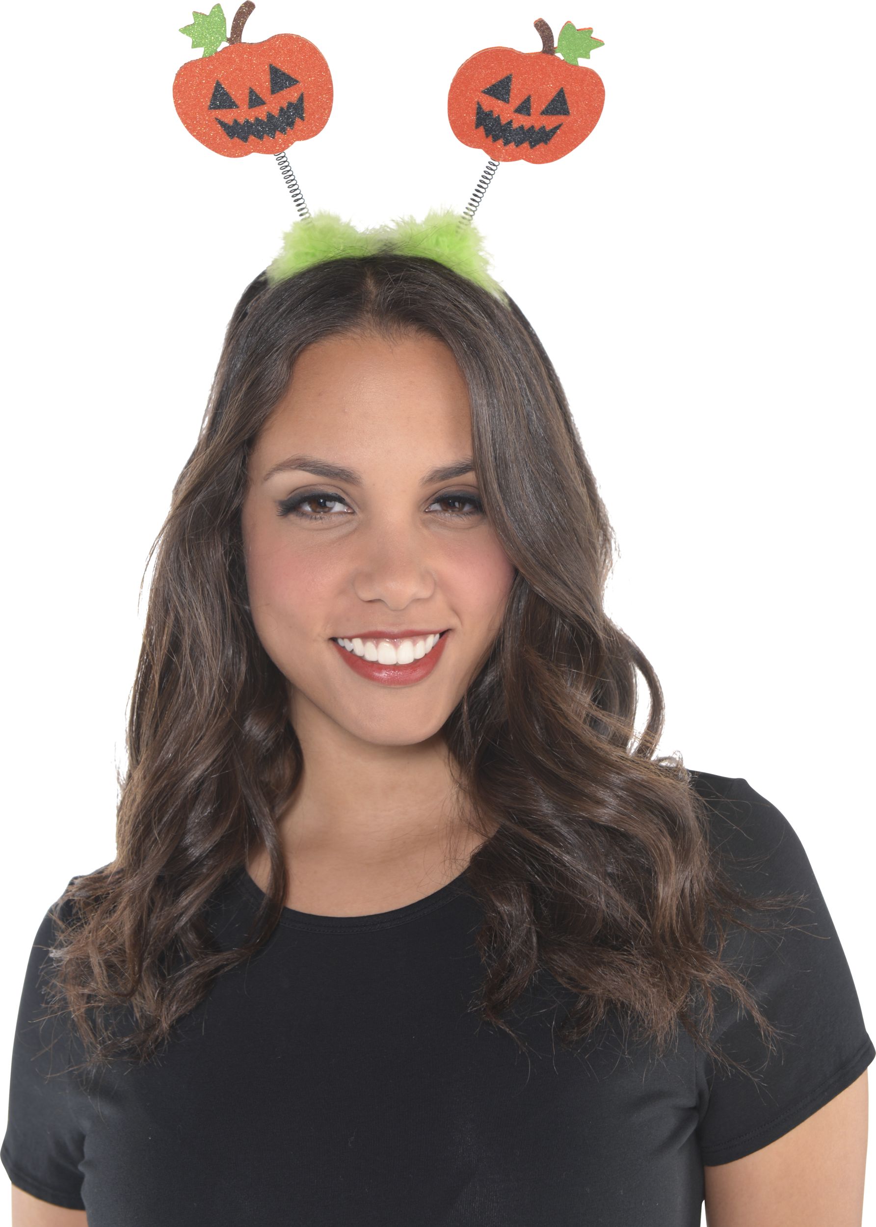 Jack-O'-Lantern Pumpkin Sparkly Head Bopper Headband, Orange/Green, One ...