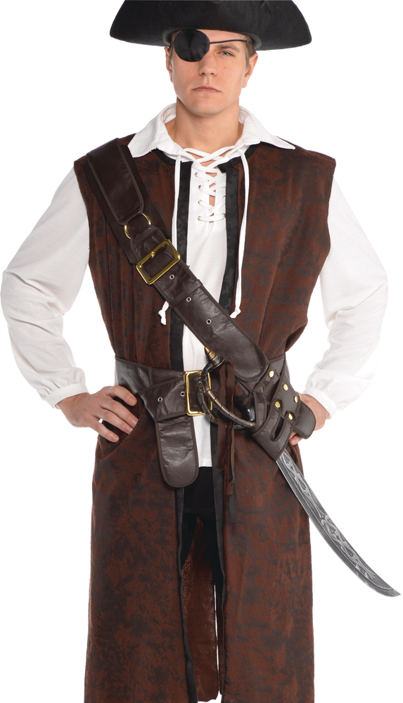 Pirate Bandolier Leather Belt, Brown, One Size, Wearable Costume ...