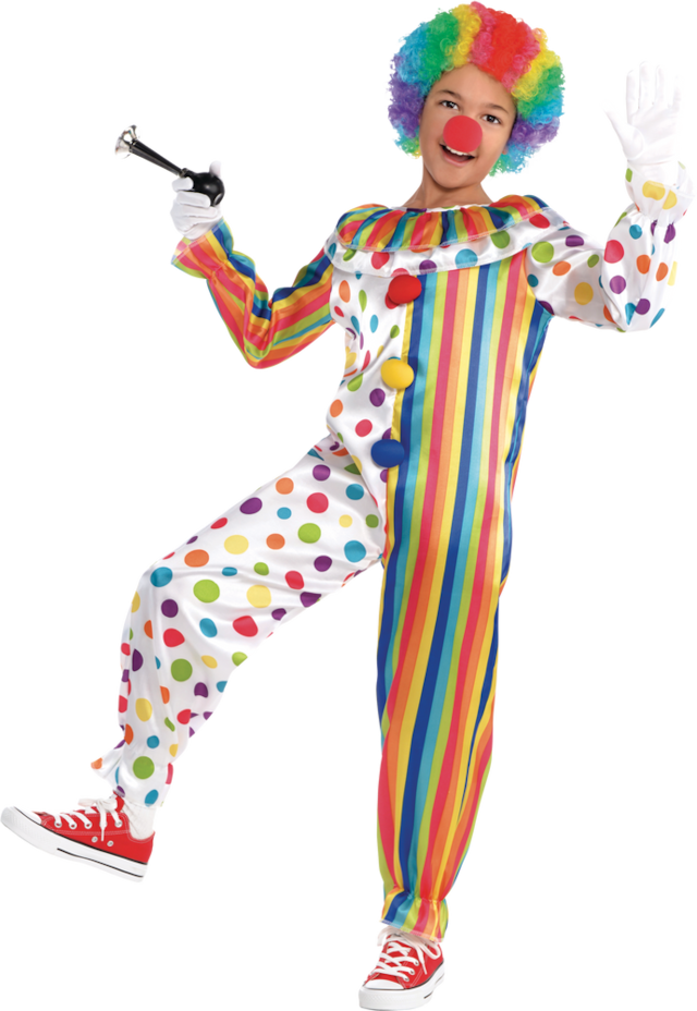 Kids' Clown Multi-Coloured Jumpsuit Halloween Costume, Assorted Sizes ...