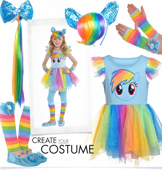 Kids' My Little Pony Rainbow Dash Dress with Tutu Skirt, Rainbow, One ...