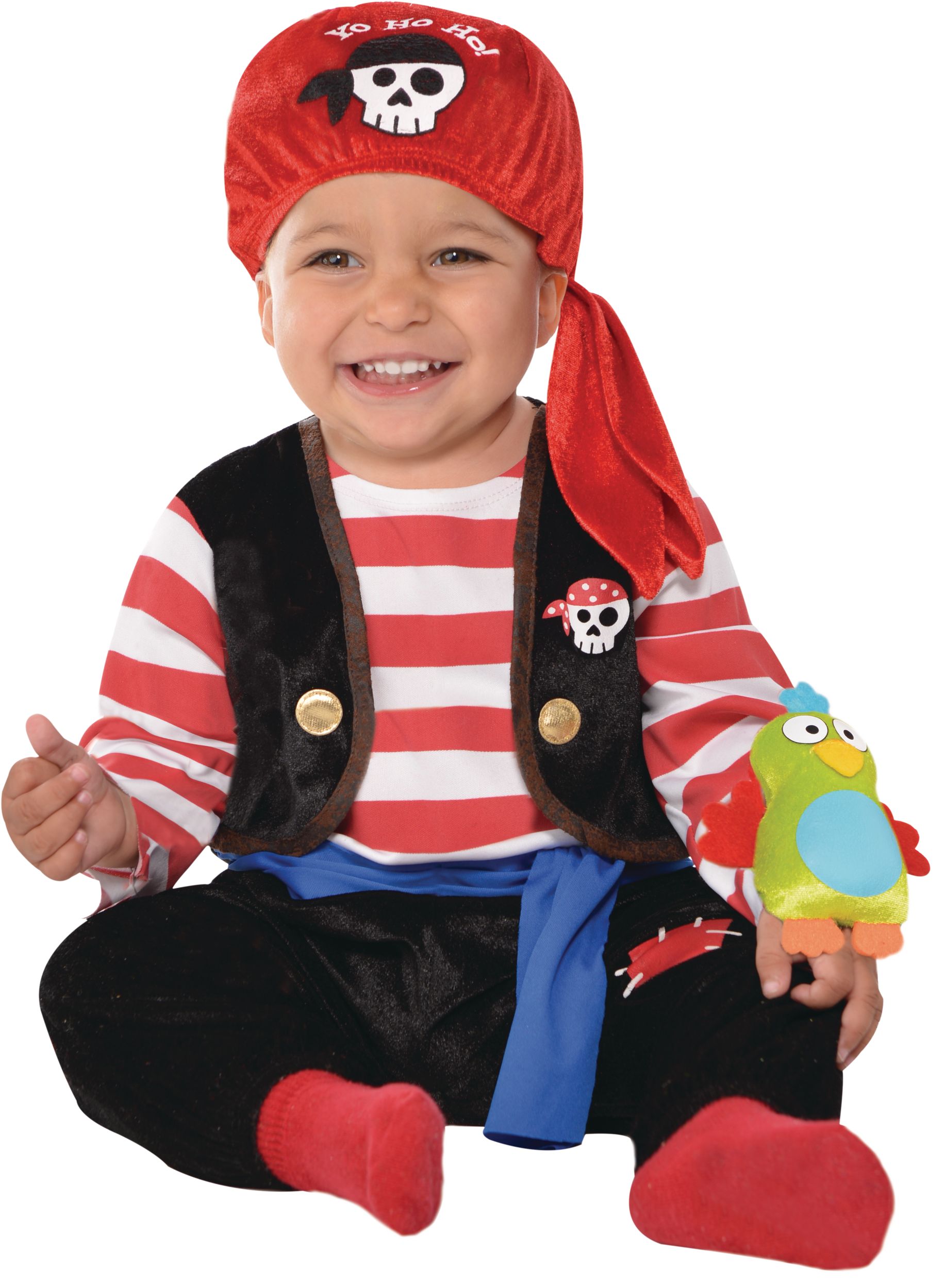 Infant Pirate Red/White Striped Jumpsuit with Headband & Toy Halloween ...
