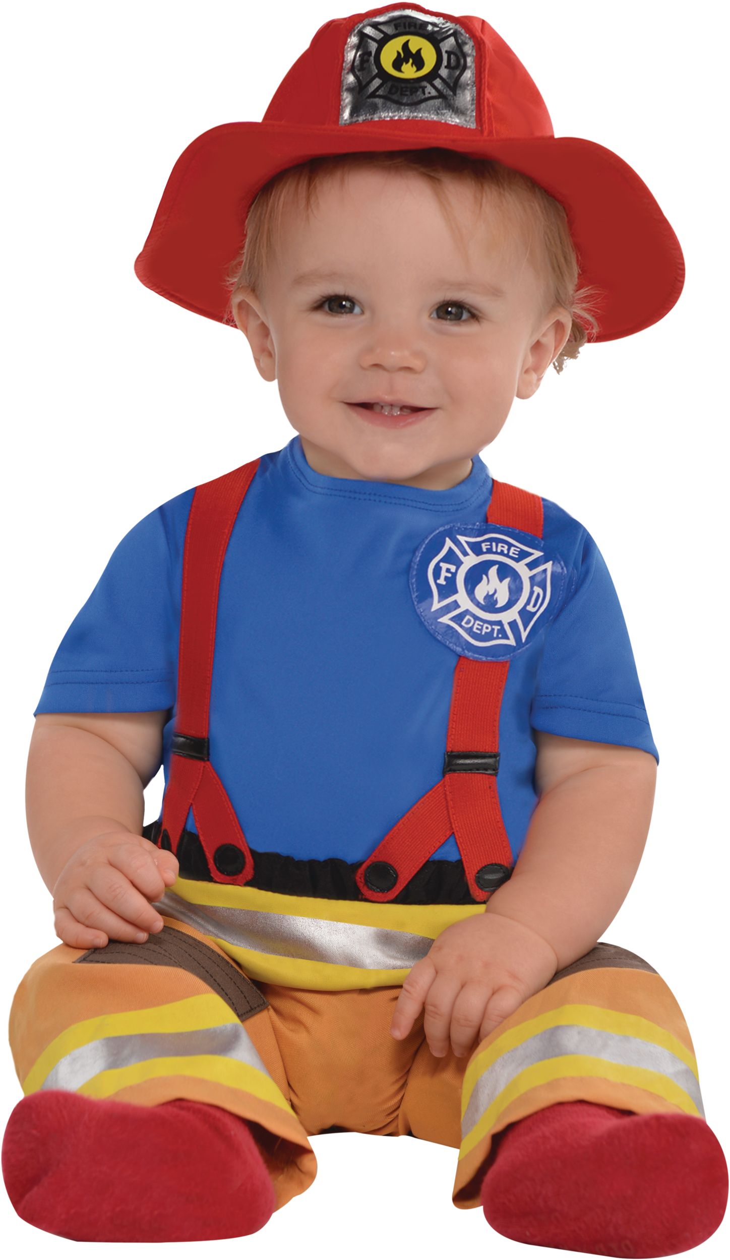 Toddler Firefighter Blue/Brown Jumpsuit with Hat Halloween Costume ...