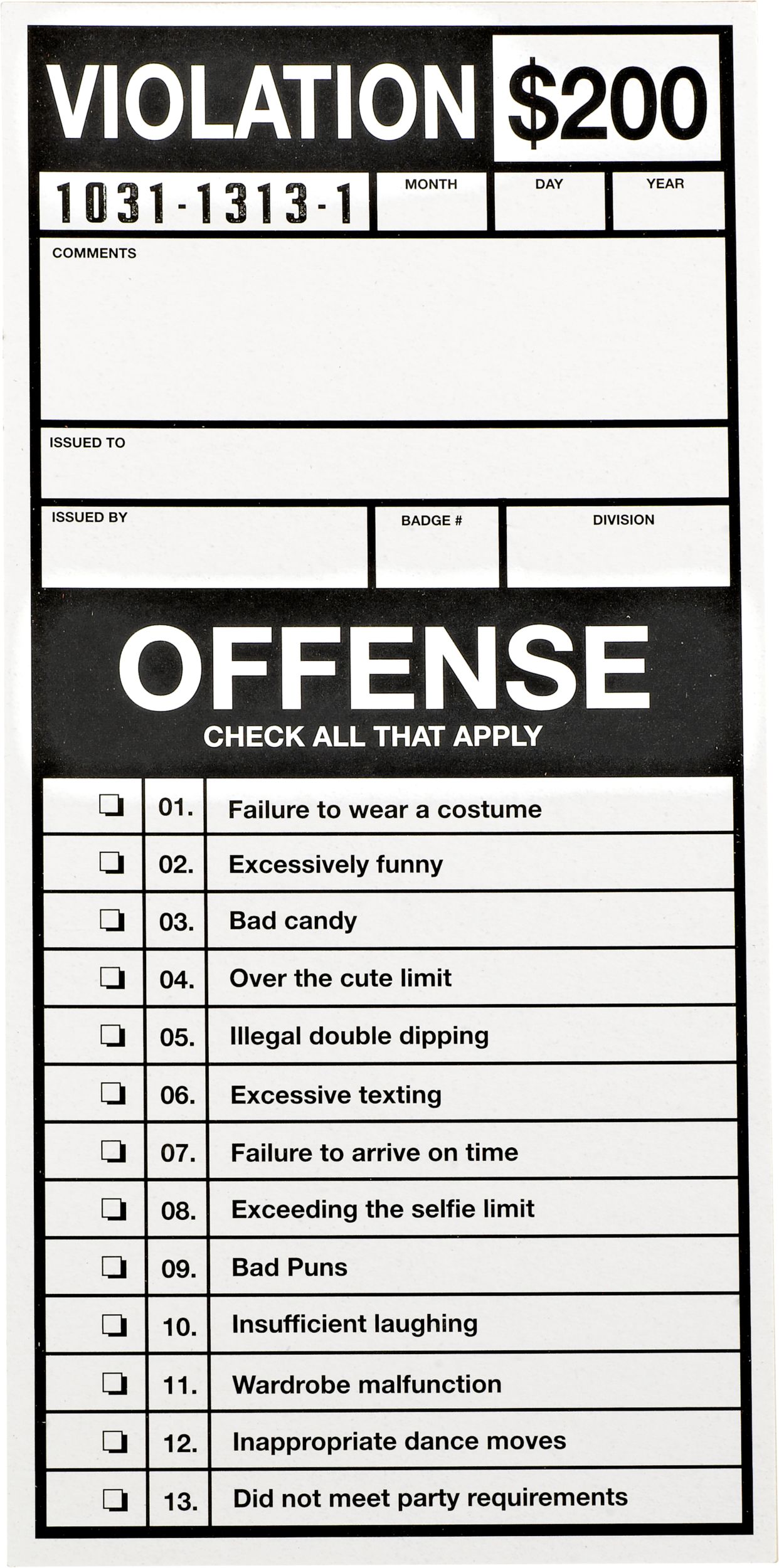 Late to Party Violation Traffic Paper Tickets, Red, 7-in, 15-pk, Favour ...