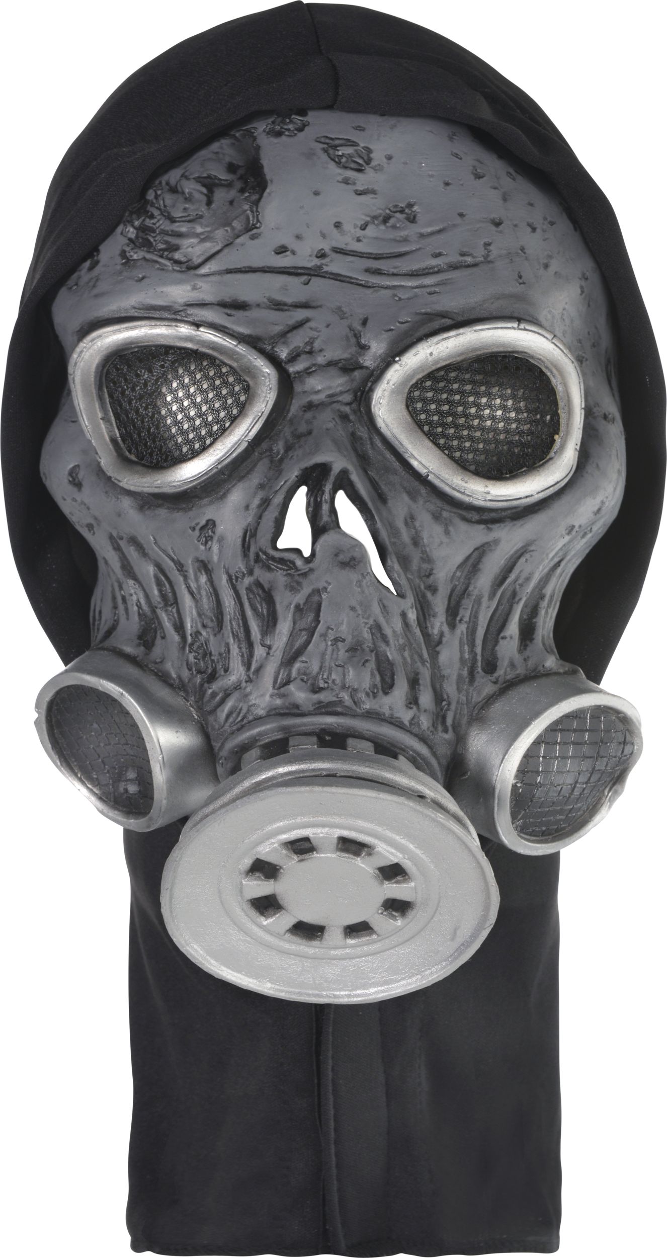 Zombie Gas Mask with Hood, Black/Grey, One Size, Wearable Costume ...