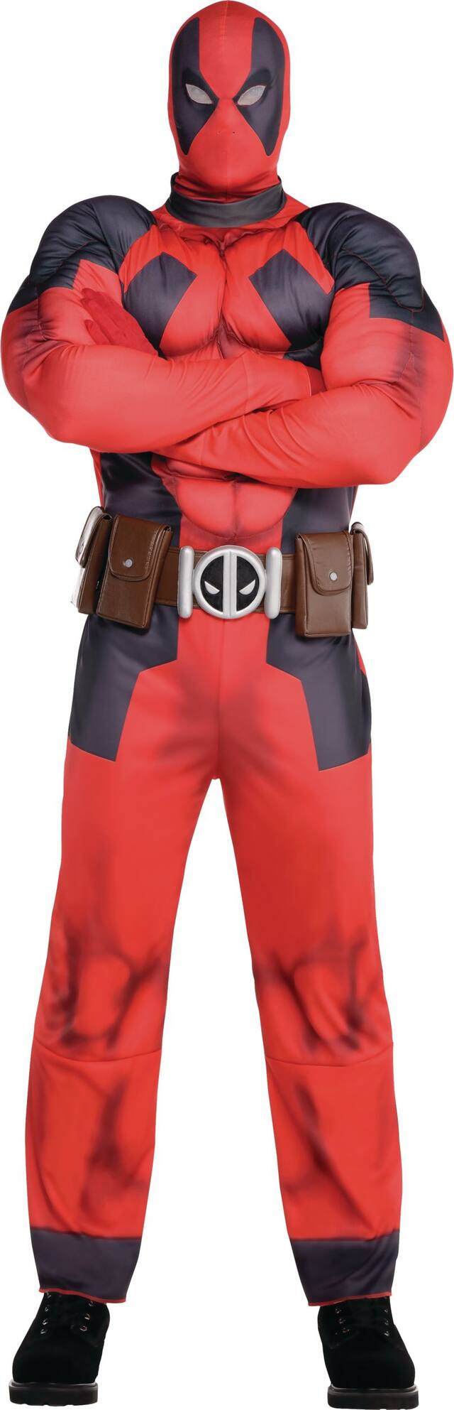 Men's Disney Marvel Deadpool Red/Black Padded Jumpsuit with Mask ...