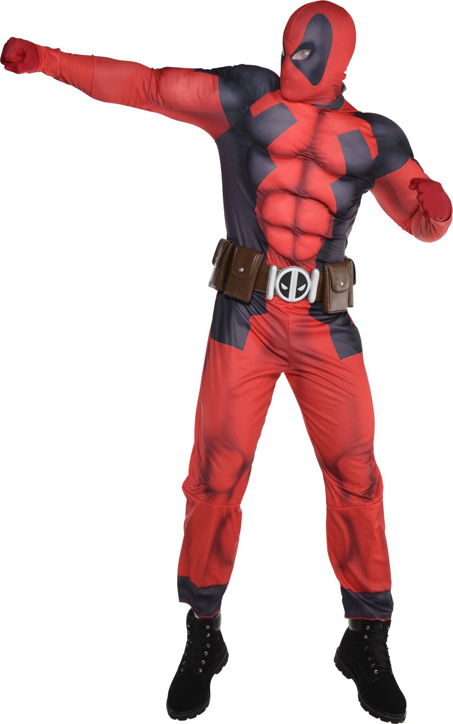Men's Disney Marvel Deadpool Red/Black Padded Jumpsuit with Mask ...