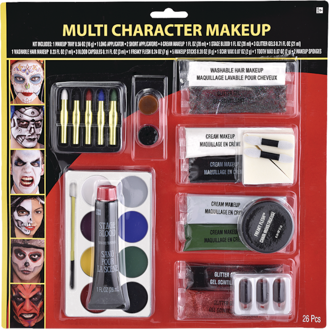 Multi-Character Face & Body Makeup Kit with Fake Blood, Multi-Coloured ...
