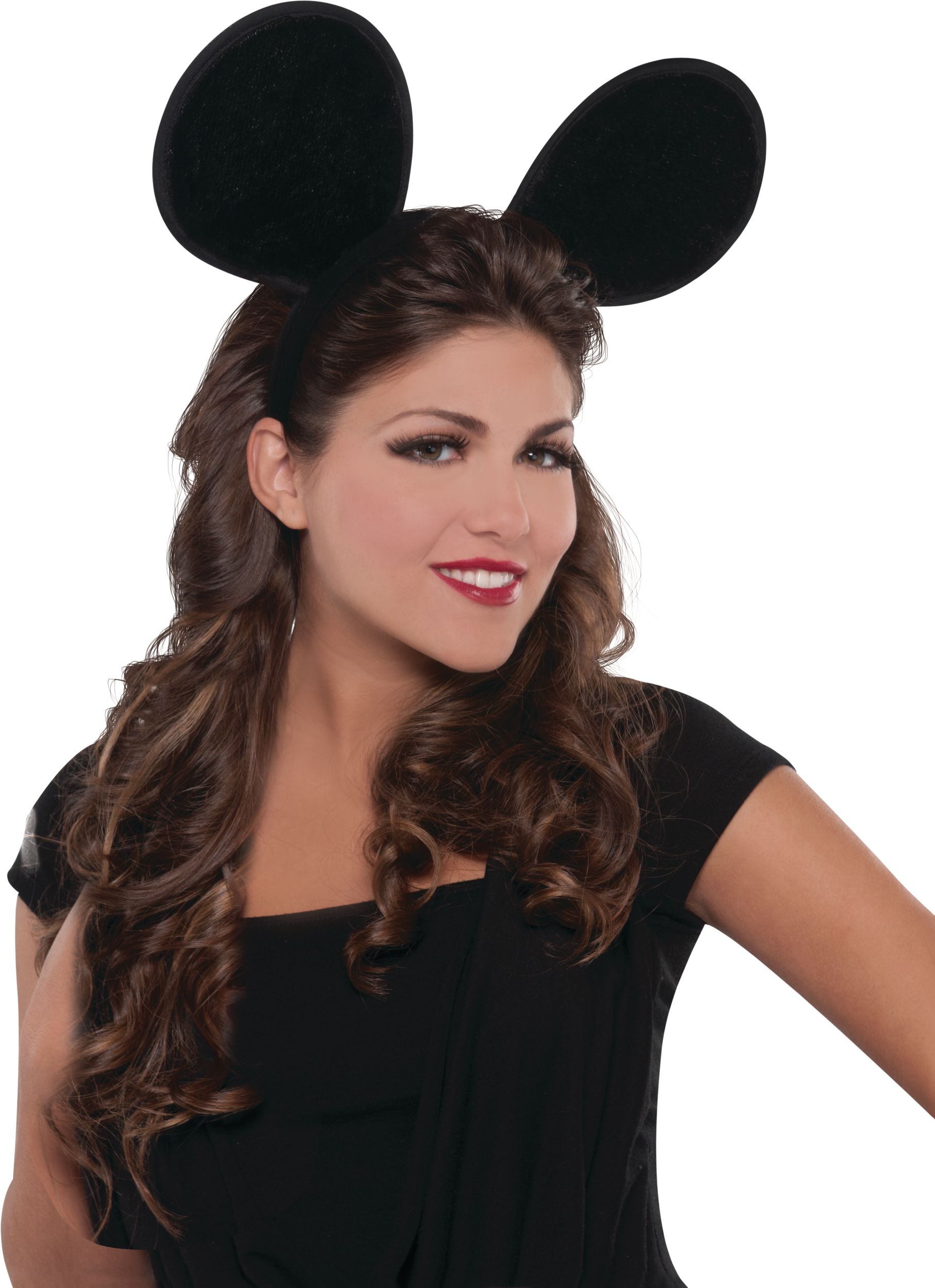 Big Plush Mouse Ears Headband, Black, One Size, Wearable Costume ...
