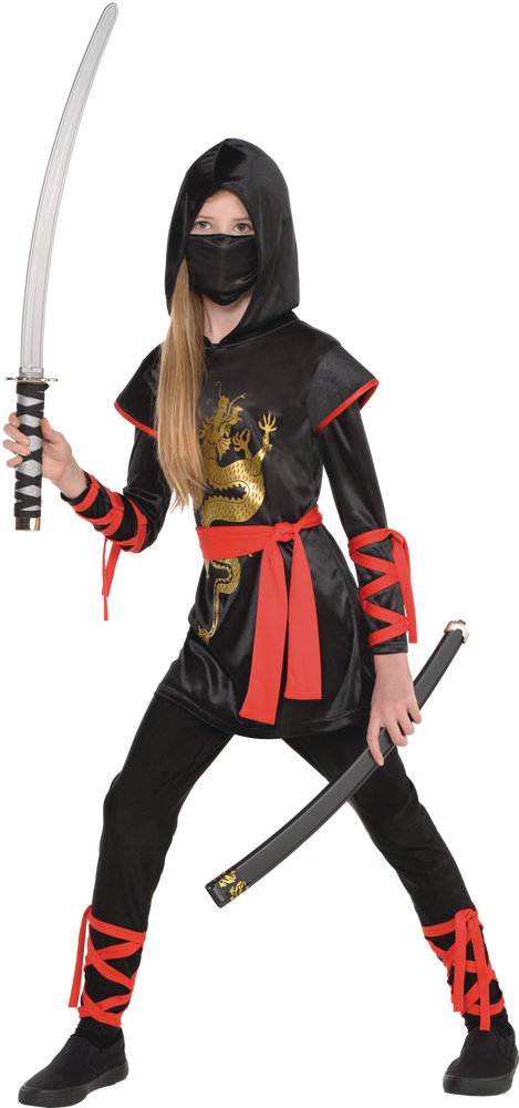 Kids' Dragon Ninja Black/Red Hooded Tunic with Matching Leggings ...