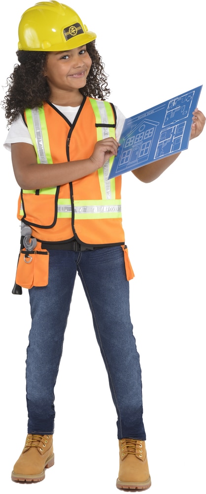Kids' Construction Worker Orange Outfit with Vest & Tool Belt Halloween ...