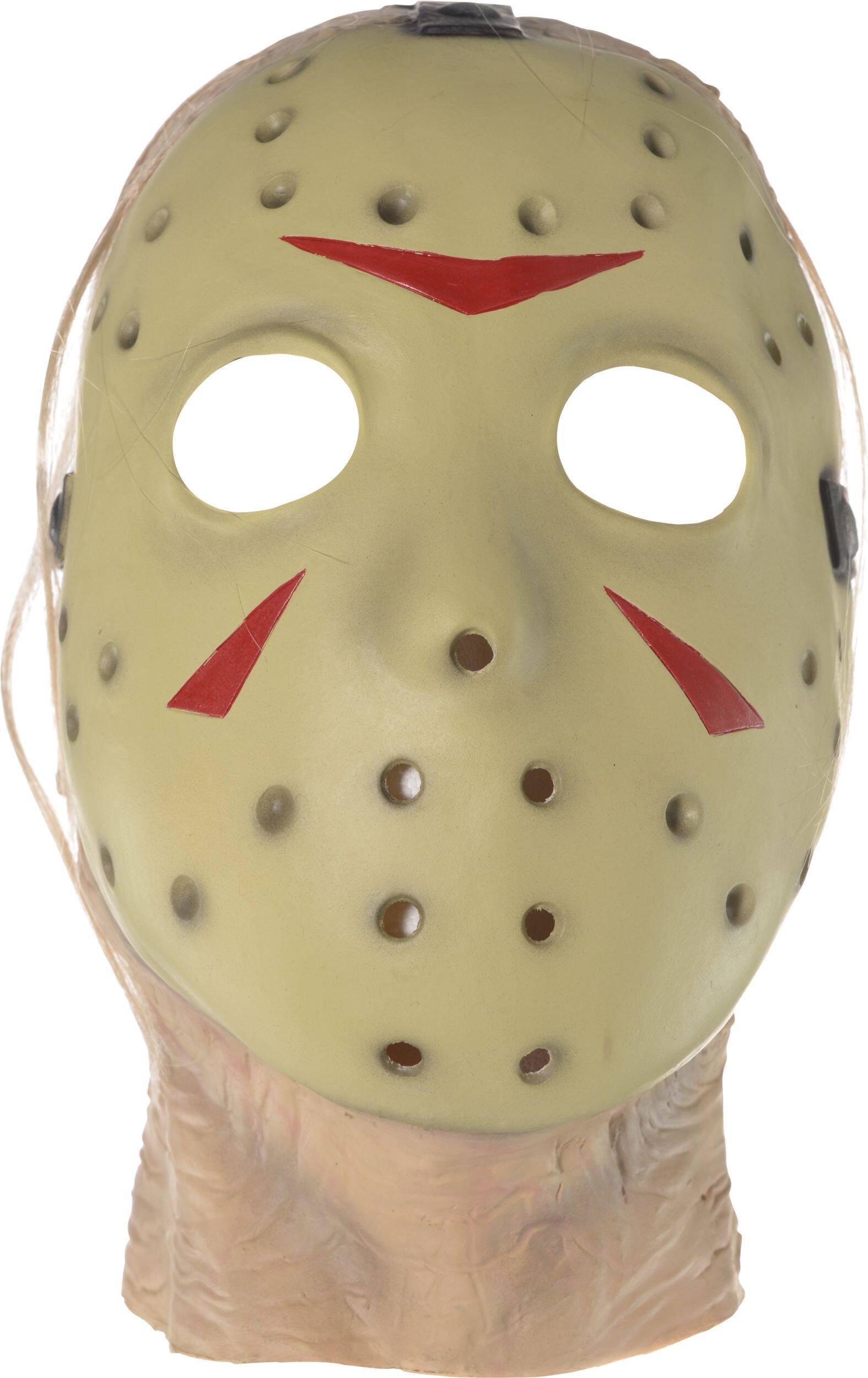 Friday the 13th Jason Voorhees Hockey Mask with attached Neck, Beige ...