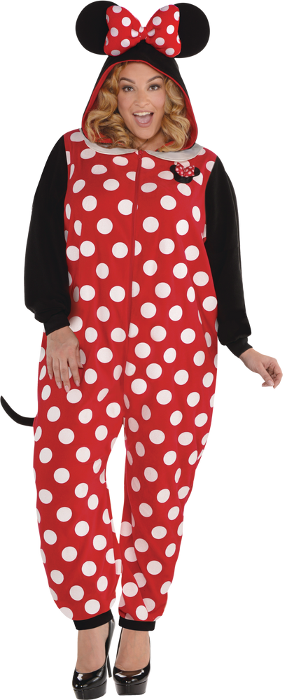 Women's Disney Minnie Mouse Red/White Polka Dot Jumpsuit with Ears ...