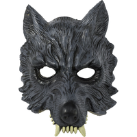 Werewolf Half Face Mask, Black, One Size, Wearable Costume Accessory ...