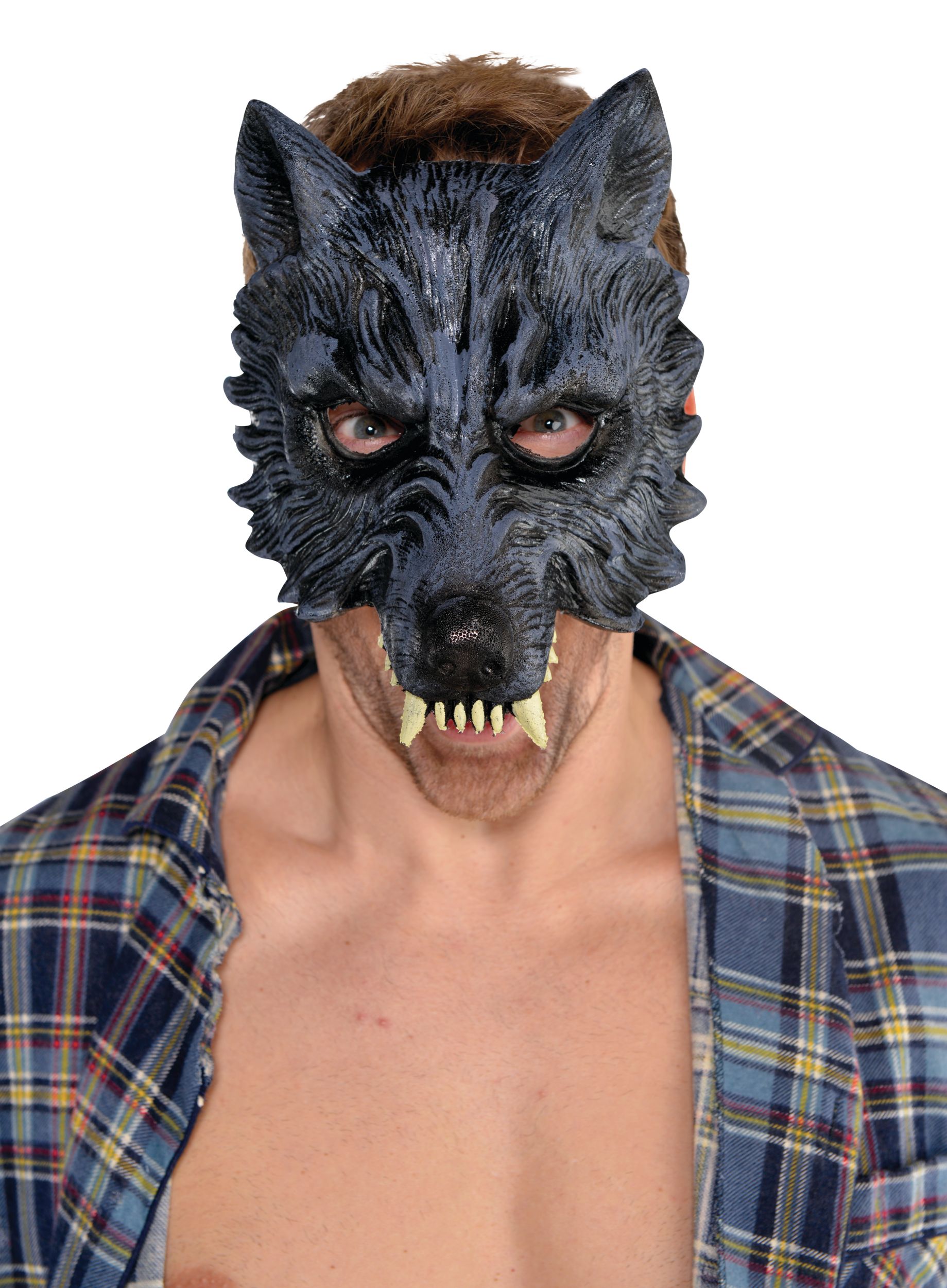 Demi-masque de loup-garou, noir, taille unique, accessoire de costume à ...
