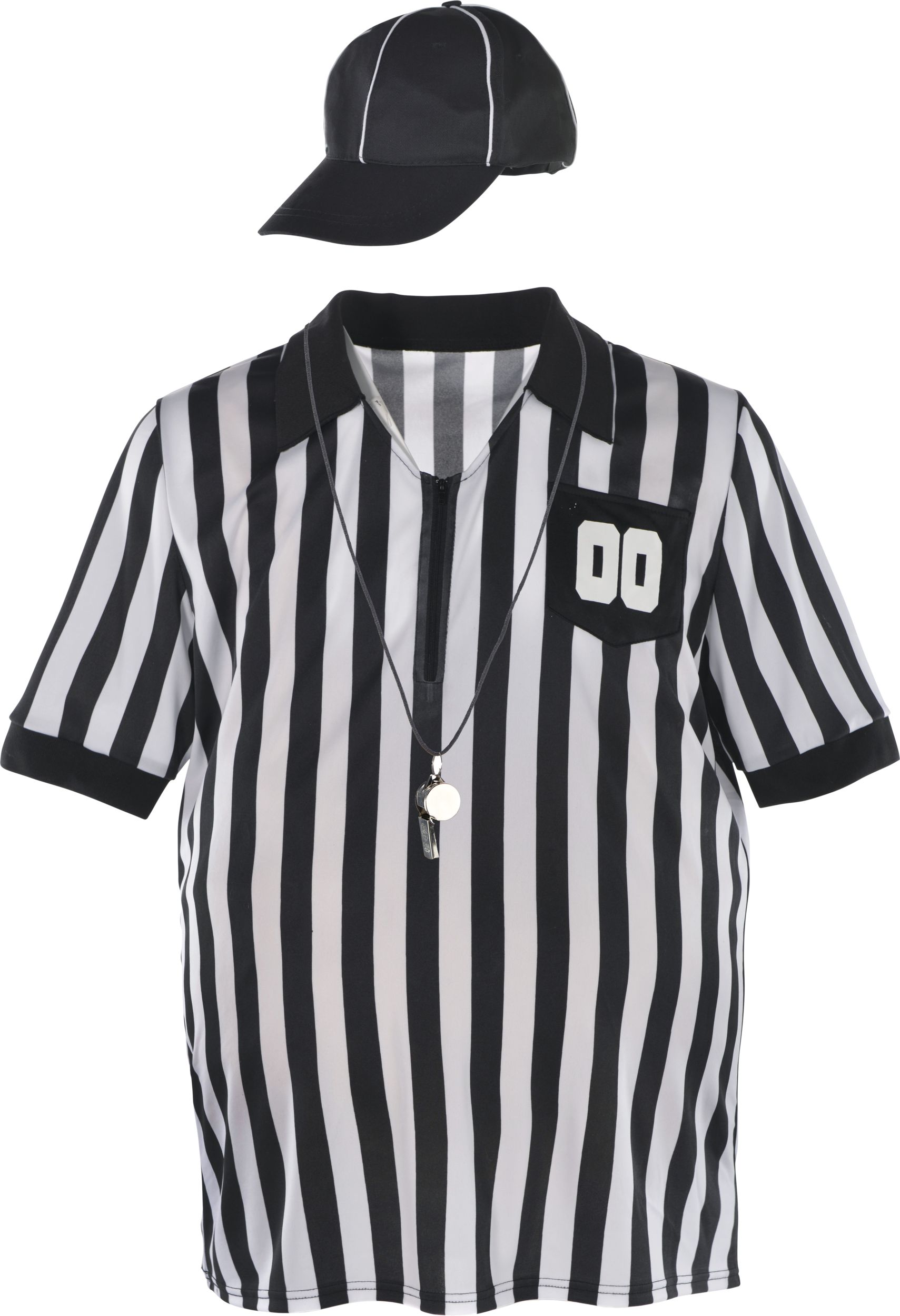 Adult Sports Referee Kit with T-Shirt, Hat & Whistle, Black/White ...