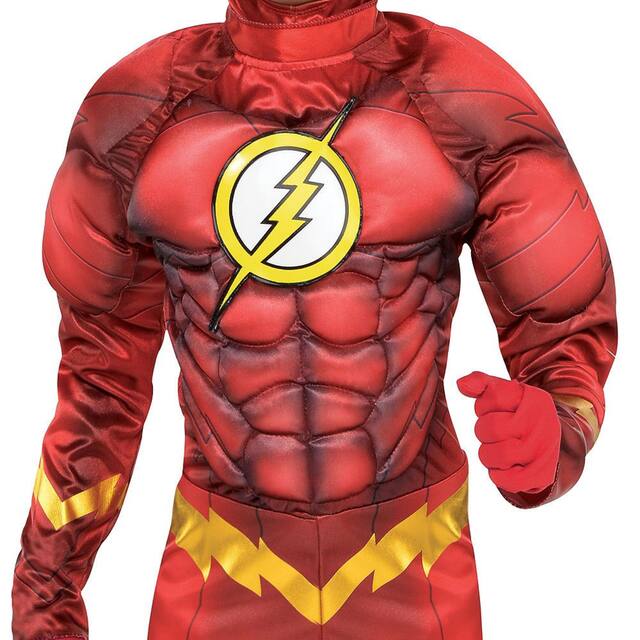 Kids' DC The Flash Red/Yellow Padded Jumpsuit with Mask/Gloves/Boot ...
