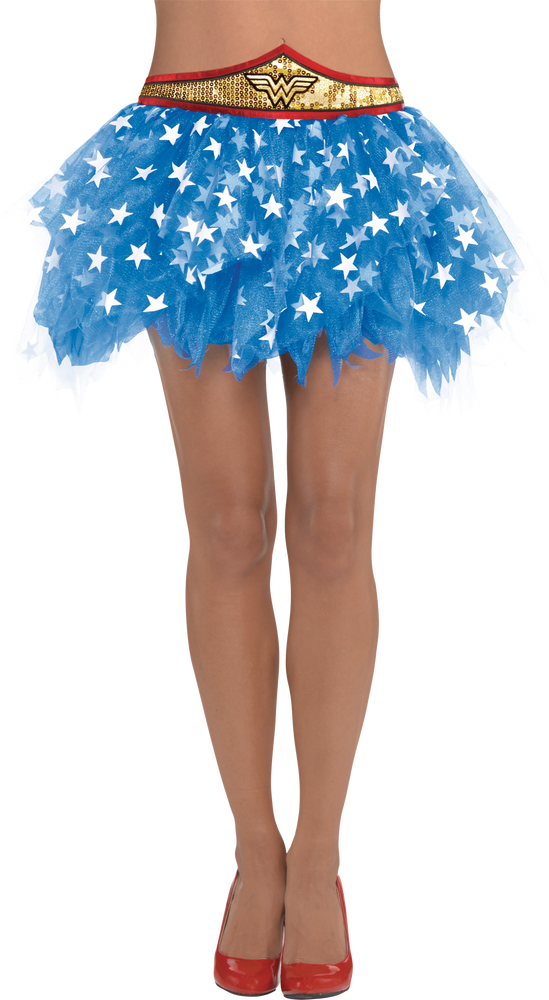 Adult Dc Wonder Woman Sequin Tutu Tulle Star Skirt Blue White Gold