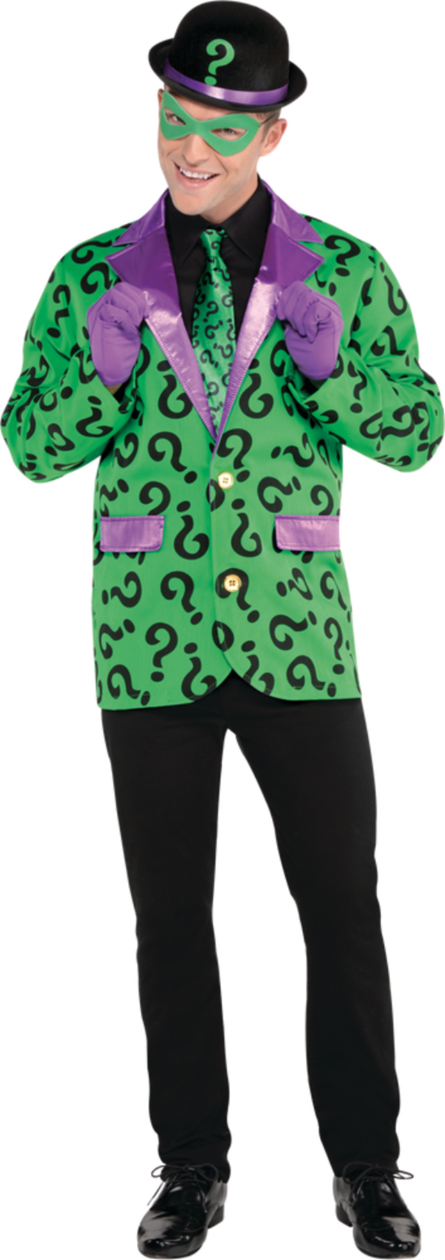 Adult DC Batman The Riddler Jacket, Green/Purple Question Marks, One ...