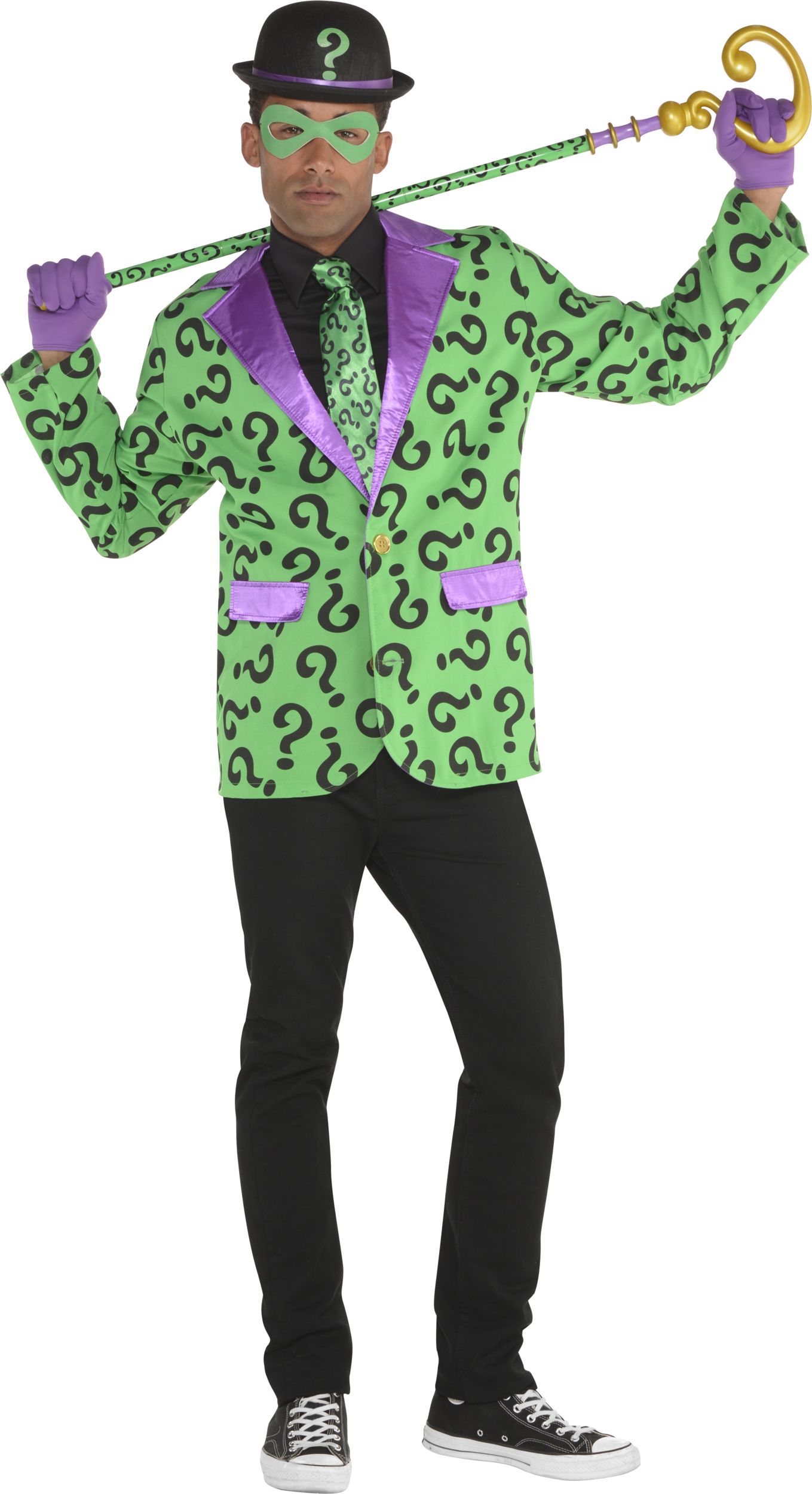 Adult DC Batman The Riddler Jacket, Green/Purple Question Marks, One ...
