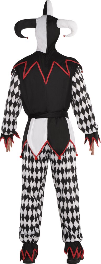 Men's Sinister Jester Black/White Tunic with Pants & Mask Halloween ...