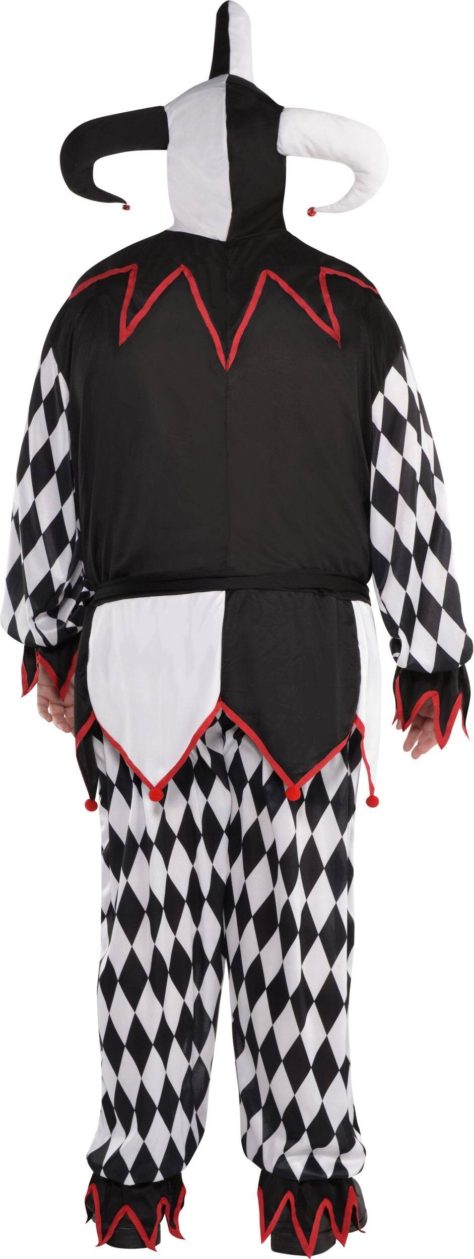Men's Sinister Jester Black/White Tunic with Pants & Mask Halloween ...