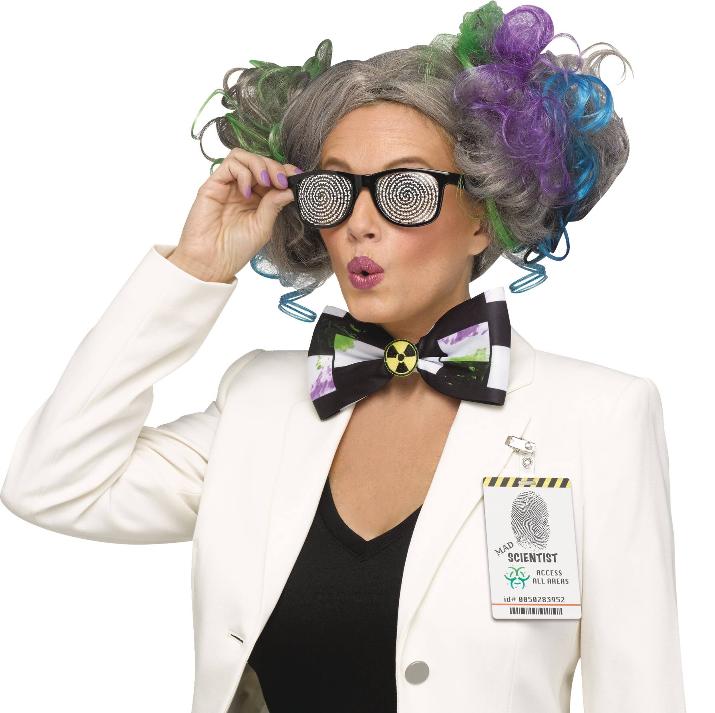 Mad Scientist Curl Hair Buns Wig, Multi-Coloured, One Size, Wearable ...