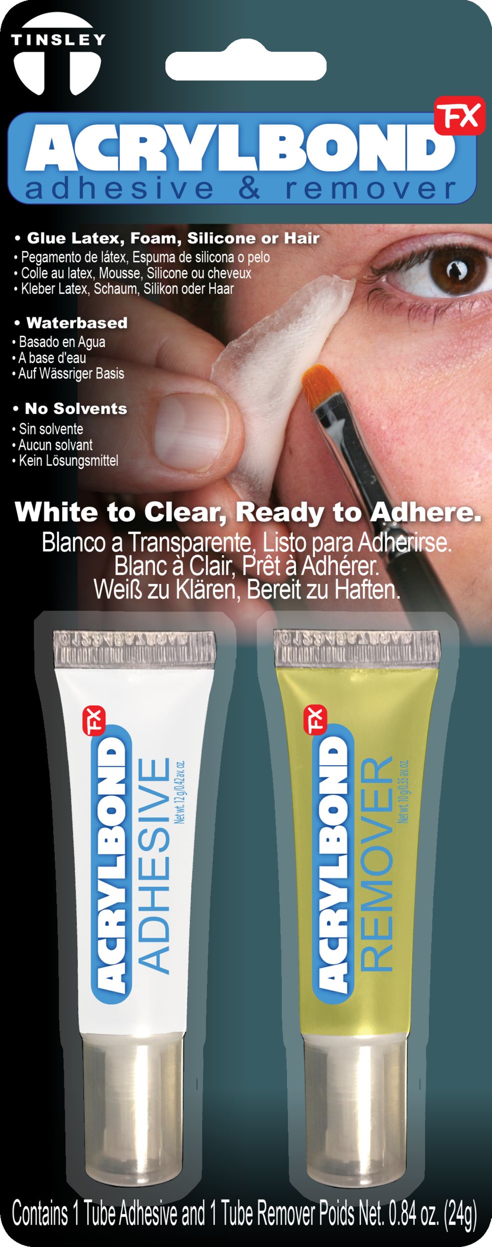 Tinsley Transfers Water-Based Acrylbond Adhesive & Remover, Clear, 24-g, 2-pk, Wearable Costume ...