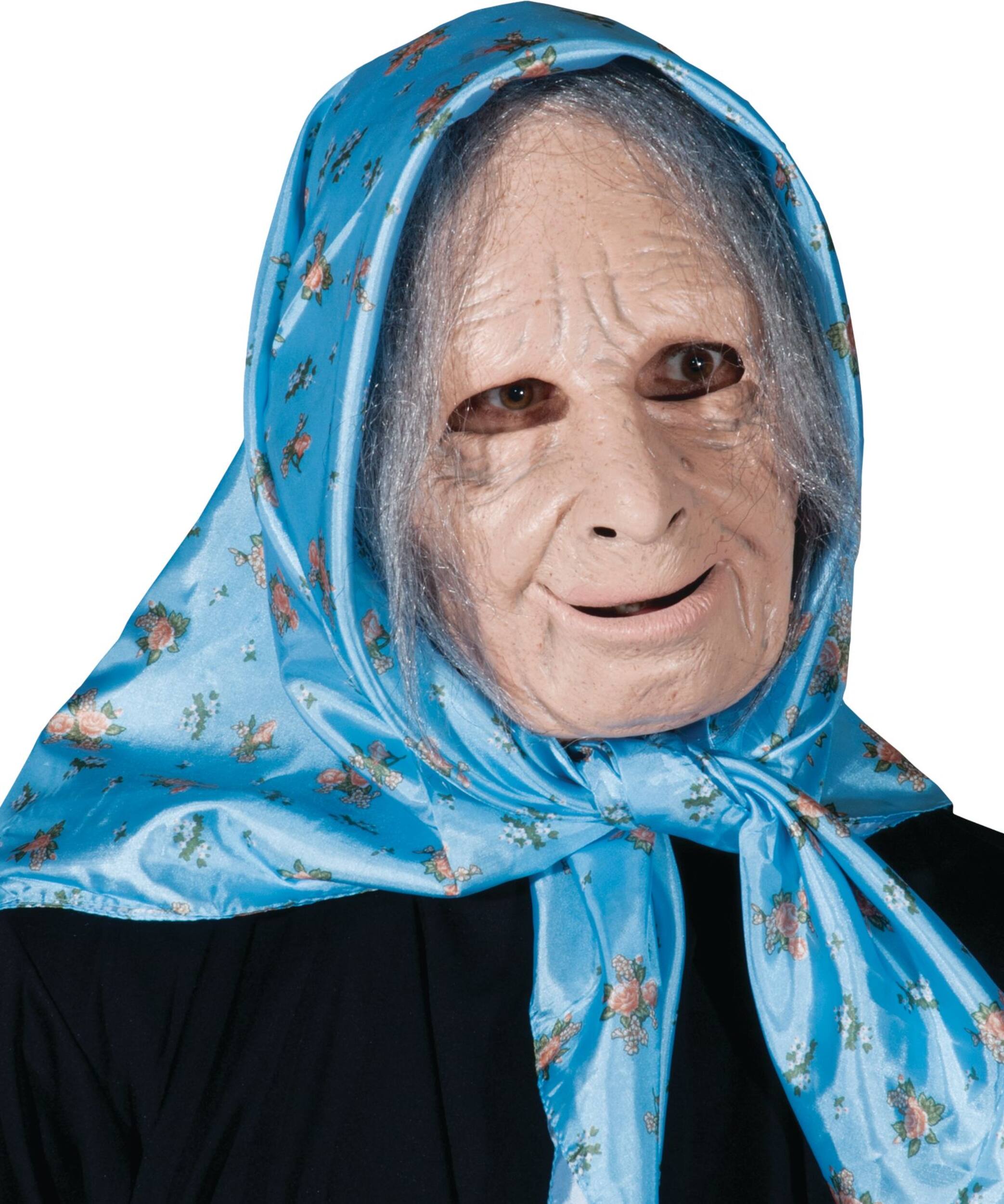 Old Lady Mask with Hair, Beige/Grey, One Size, Wearable Costume ...