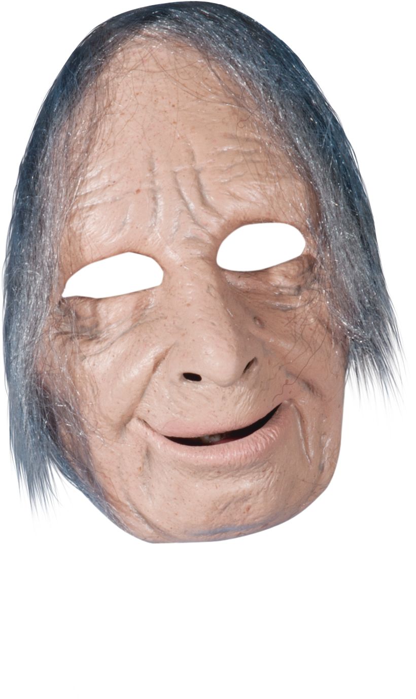 Old Lady Mask with Hair, Beige/Grey, One Size, Wearable Costume ...