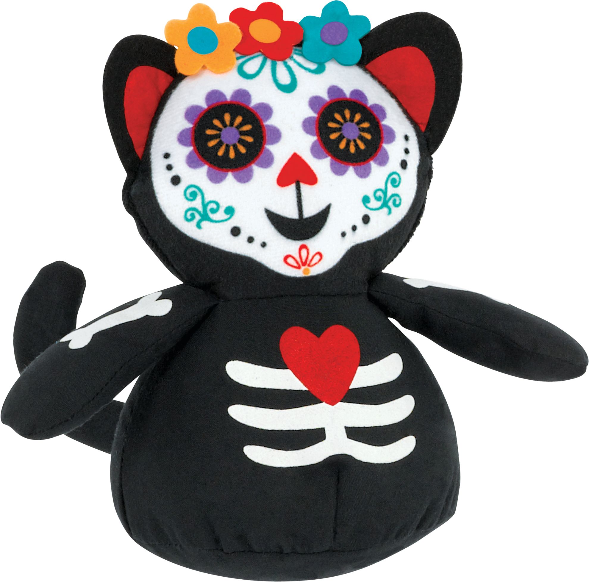 Cat Plush, Multi-Coloured, 6-in, Indoor Decoration for Day of the Dead ...