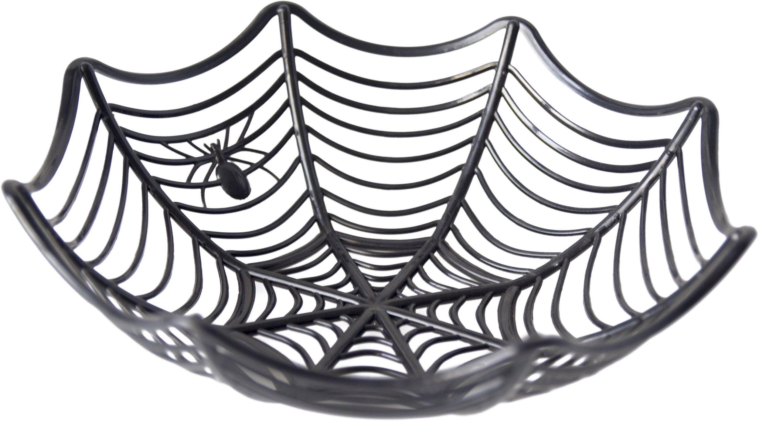 Round Plastic Reusable Candy Serving Bowl, Black, Spider Web, 1-G, for ...